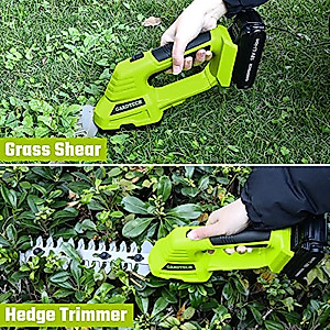 Cordless Hedge Trimmer & Battery Powered Grass Shear, Gardtech 2-in-1 Handheld Electric Branch Trimmer Grass Cutter for Garden Lawn Care - 3 Hours Running Time - 2023 Upgraded