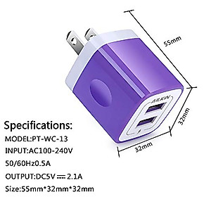 3Pcs Wall Charger Cube 2.1A Dual USB Charger Station USB Plug AC Adapter Base Box Plug Cube for iPhone 15 14 13 12Pro/11/SE/X/XS Max/8/7 Plus/6S, iPad Pro Air/Mini, Samsung Galaxy, Block Box Brick
