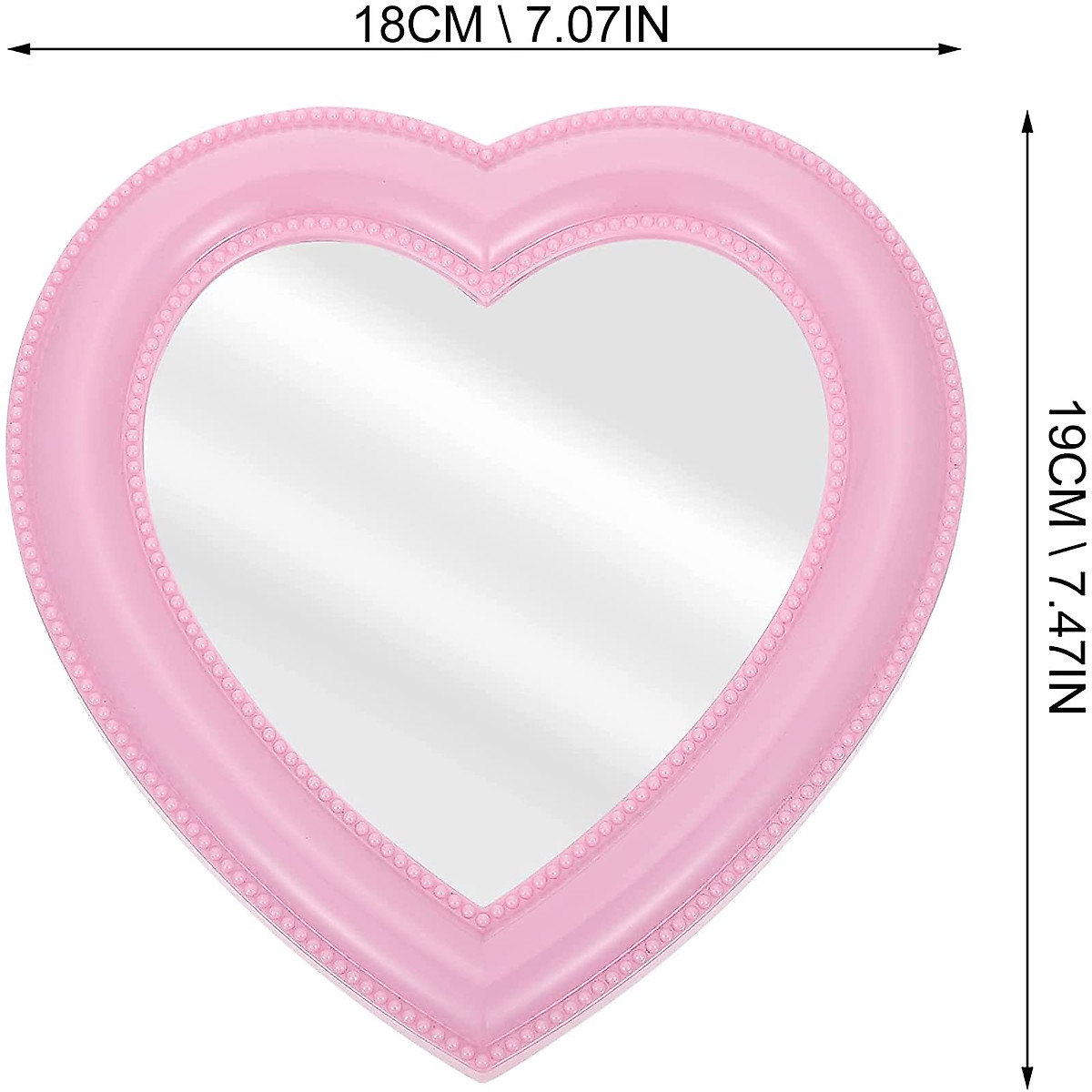 BinaryABC Heart Makeup Mirror Cosmetic Mirror Wall Desktop Small Mirror Bedroom Mirror (Light Pink)