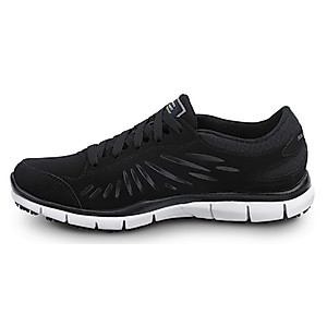 Skechers Work Stacey - Women's Black/White Soft Toe, Slip Resistant, Low Athletic (11.0 M)