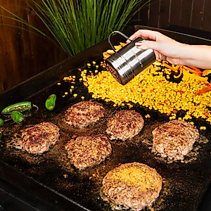 Blackstone 5072 10 Oz Stainless Steel Handle 2 Pack Versatile Dredge Shaker with Lid for Sugar, Cinnamon, Pepper, Salt, Seasonings, Spice Can Container Tins for Home, Café, Restaurant