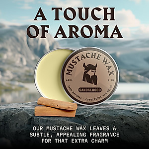 Striking Viking Mustache Wax & Comb Kit - Beard & Mustache Care for Men with Strong Hold Natural Beeswax - Tame, Style & Groom, Sandalwood Scent, 2 Ounce