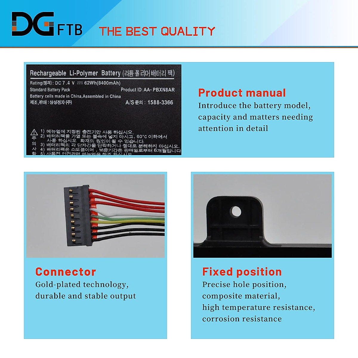 DGTEC New AA-PBXN8AR Laptop Battery Replacement for Samsung 9 900X4D NP900X4C-A01 A02 A03 900X4 900X46 900X4B-A01DE Series Notebook NP900XC4D NP900X4B(7.4V 62Wh/8400mAh)