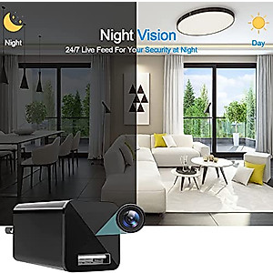 Hidden Camera Charger Spy Camera Hidden Cameras HD 1080P Wireless Mini Spy Camera with WiFi Night Vision and Motion Detection Small Camera for Home Security Nanny Cam