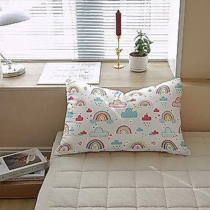 Helloosuu Kids Rainbow Comforter Set Twin,Cute Pink Rainbow Bedding Set,Kids Comforter Set for Girls Twin, Kids Girls Bedding Sets with 2PCS Pillowcases