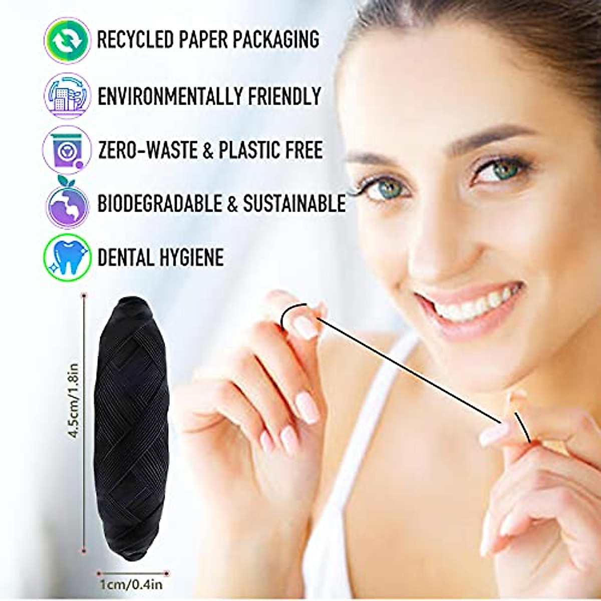 BOONBOO 6-Pieces Dental Floss Refill - Bamboo Charcoal Woven Fiber - Total 600ft/180m