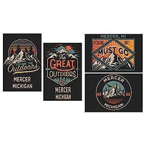 R and R Imports Mercer Michigan Souvenir 2x3 Inch Fridge Magnet The Great Outdoors Design 4-Pack