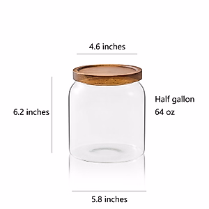 Sweejar Glass Jars for Laundry Room Organization, Half-Gallon Laundry Pods Container, Glass Food Storage Jars with Airtight Lid, 1 Pack, Press Lid