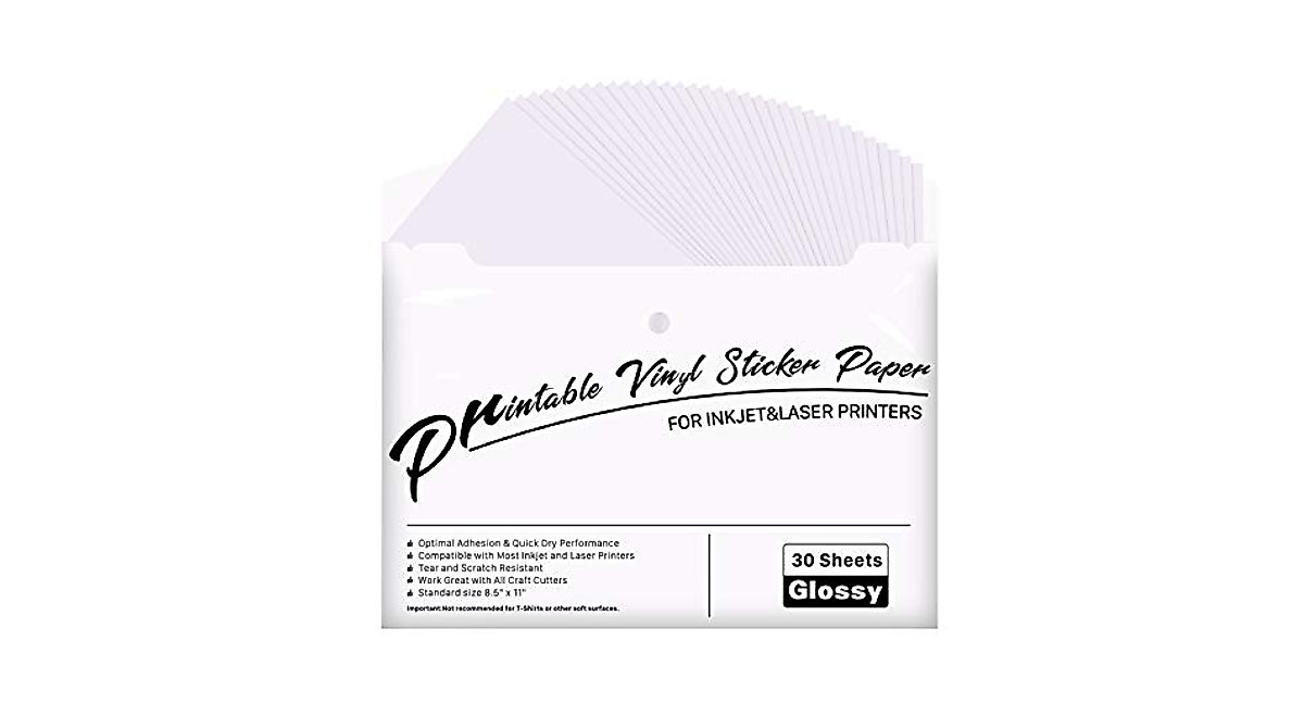JANDJPACKAGING Printable Vinyl - 30 Pack for Inkjet Printers