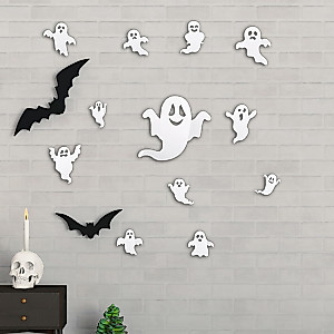 Halloween Decorations 3D Ghost Wall Sticker Halloween Ghost Wall Decal for Home and Room Windows Clings Fireplace Ceiling Kitchen Bedroom Décor Halloween Ghost Party Decor Supplies Stickers Decals