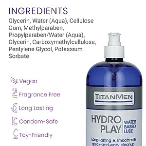 Doc Johnson TitanMen - Hydro Play Water Based Lube - Long lasting & Smooth with quick & easy clean up - Versatile and multi-purpose for all your pleasure play - 32 fl oz (946.3 mL)
