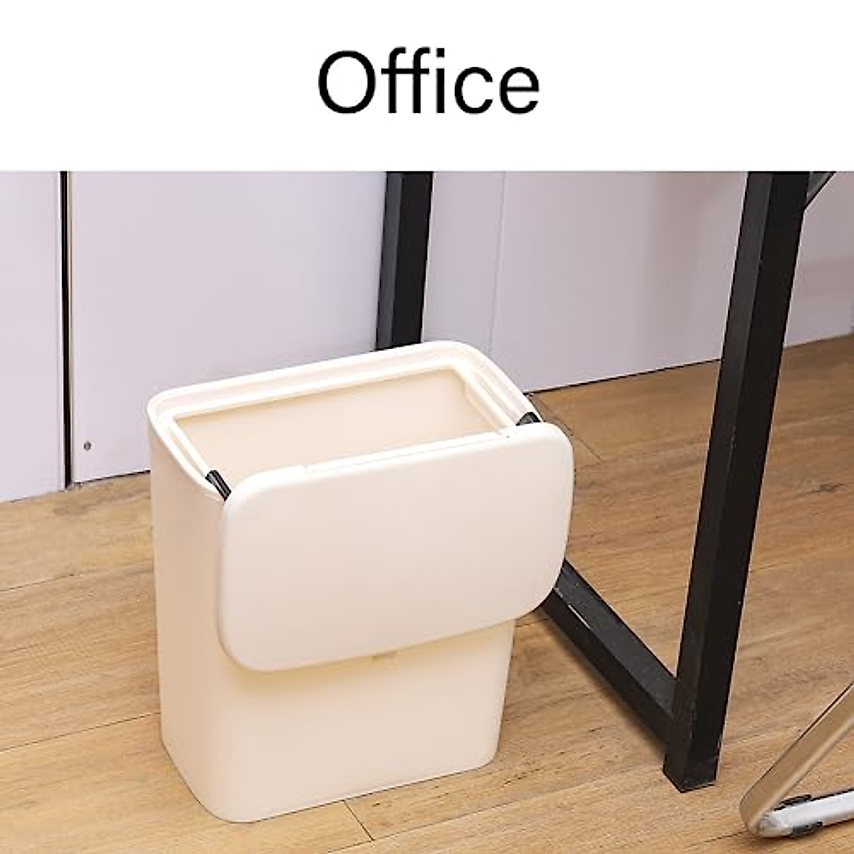 Hanging Kitchen Trash Can,2.4 Gallon Waste Bin with Lid for Kitchen,Small Plastic Compost Bin for Counter Top or Under Sink,Mountable Garbage Can for Bedroom,Bathroom, Cabinet,Car and Office,White