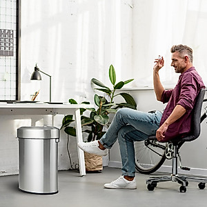 S AFSTAR Corner Trash Can 16 Gallon/60 L, Kitchen Garbage Can, Large Open Top Touchless Rubbish Can, Anti-Slip Bottom, Triangular Waste Bin, Stainless Steel Trash Bin for Bathroom Kitchen Bedroom