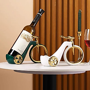 LIULIMI Bicycle Wine Shelf, Ceramics Wine Racks Holder Wine Cabinet for Home Living Room Porch Decoration Creative Gift (White)