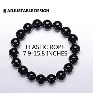 VIVISWAN Natural 10-12mm Gorgeous Semi-Precious Gemstones Healing Crystal Stretch Elastic Beaded Bracelet Unisex Yoga Meditation Relax Anxiety Bangle for Womens Mens