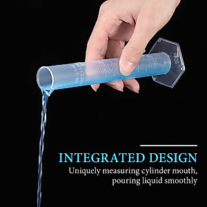 Lurrose Graduated Cylinders Set 5 Plastic Measuring Cylinders Lab Test Tube 250ml, 100ml, 50ml, 25ml, 10ml with 4 Droppers 2 Tube Brushes for Science Projects School