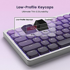 XVX Low Profile Keycaps - Purple Keycaps, Shine Through PBT Keycaps for 60% 65% 75% 100% Cherry Gateron MX Switches (Low Profile and Tradition Profile) Mechanical Keyboard