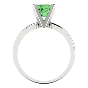 Clara Pucci 0.9ct Princess Cut Solitaire Light Sea Green Diamond Bridal Designer Wedding art deco Anniversary Ring 14k White Gold