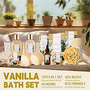 Spa Gift Basket for Women, Spa Luxetique Spa Gift Set for Women - Vanilla Scented Bath Set, 12 Pcs Relaxing Home Spa Kit with Essential Oil, Bath Salts, Body Scrub, Spa Kits for Women