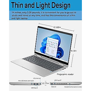 HP Envy 2 in 1 Touch Screen Laptop 2023 Newest, 14" FHD IPS Touchscreen, Intel Core i5-1335U(10-core Up to 4.60 GHz), 8GB RAM, 512GB SSD, Intel Iris Xe Graphics, Wi-Fi 6E, Fingerprint, Win 11 Home