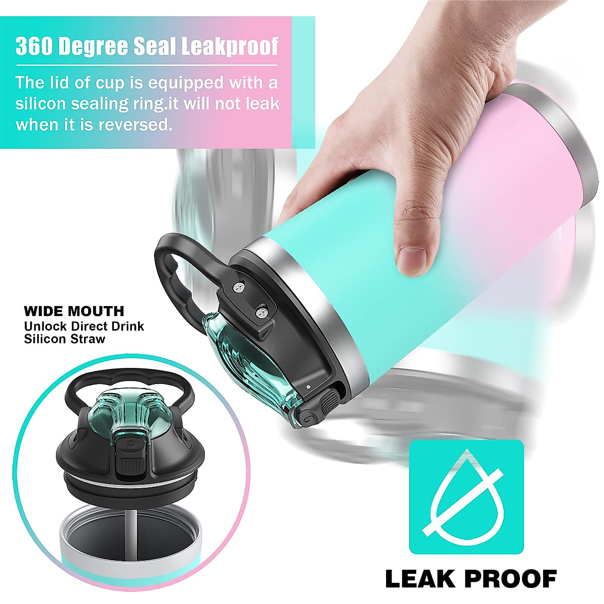 physiuo Stainless Steel Tumbler with Lid and Straw 20oz, Vacuum Insulated Coffee Tumbler Cup, Travel Coffee Mug, Double Wall Travel Mug with Splash Proof Lid, BPA Free, Keep Coffee Tea Hot Cold