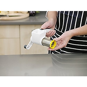 Zyliss Classic Cheese Grater - Handheld Rotary Cheese Grater - Hard Cheese, Vegetable, Nut Grater - Steel Crank Kitchen Shredder for Right- and Left-Handed Cooks - White, 6.5"