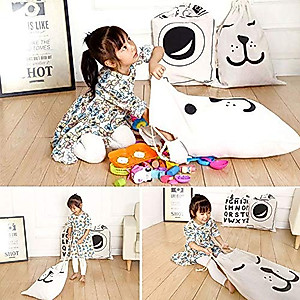 Lependor Kids Toy Canvas Duffle Storage Carry Heavy Duty Basket Laundry Bag Reusable Wall Delicates with Drawstring Pouch Christmas Gift for Travel, Ladies Sweater (Smile,18" x 26")