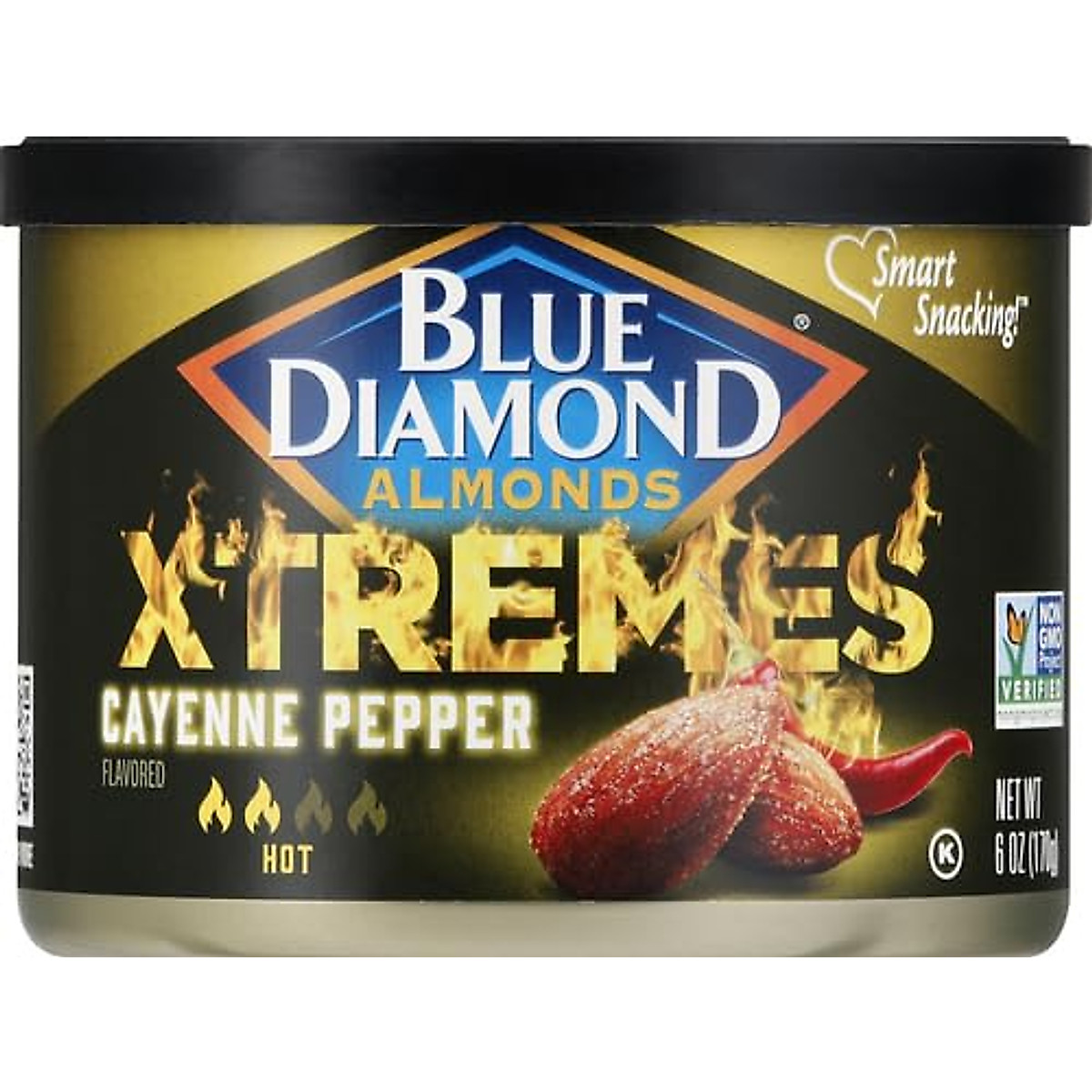 Blue Diamond Almonds XTREMES Cayenne Pepper Flavored Snack Nuts, 6 Oz Resealable Cans (Pack of 1)