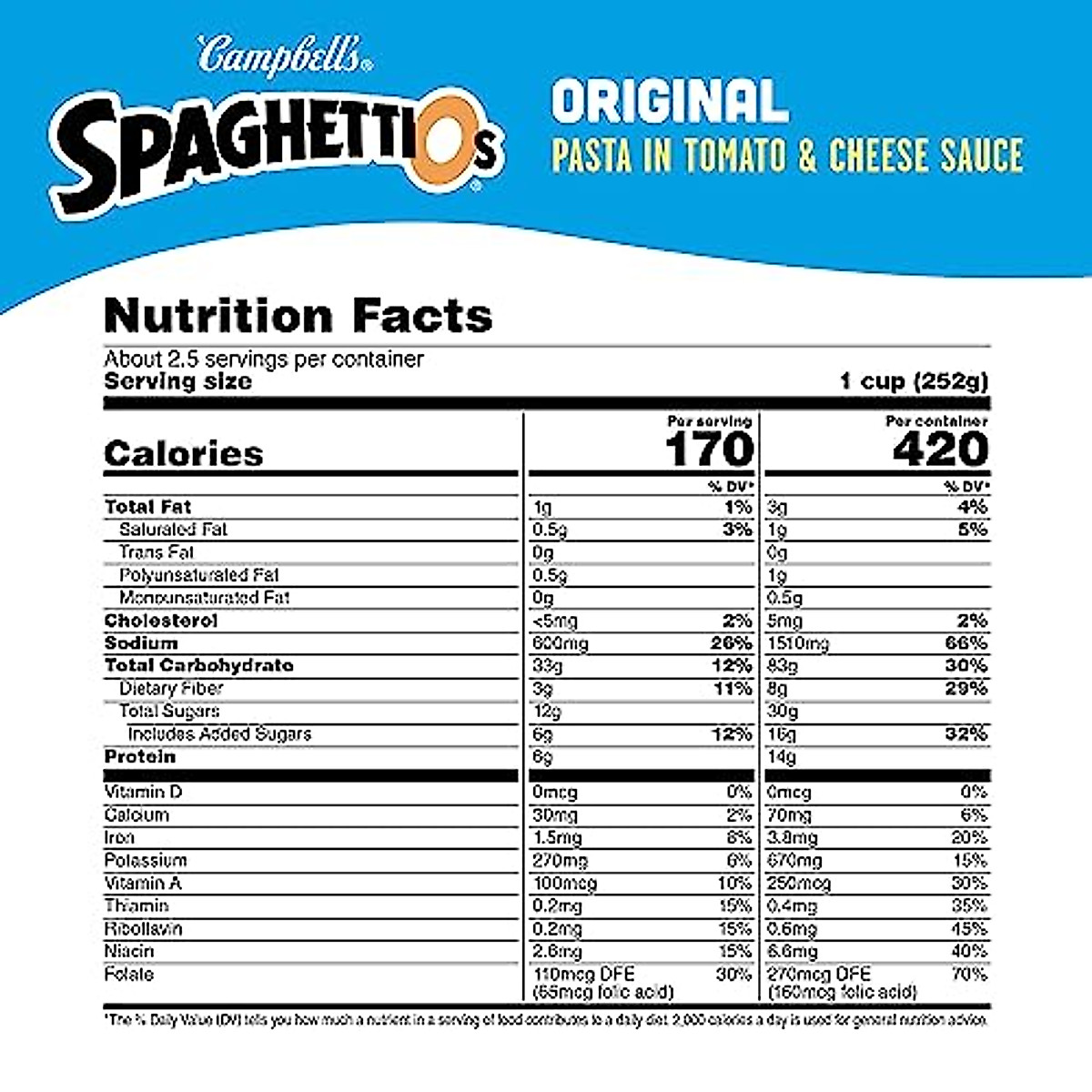 SpaghettiOs Original Canned Pasta, Healthy Snack for Kids and Adults, 22.4 OZ Can (Pack of 12)