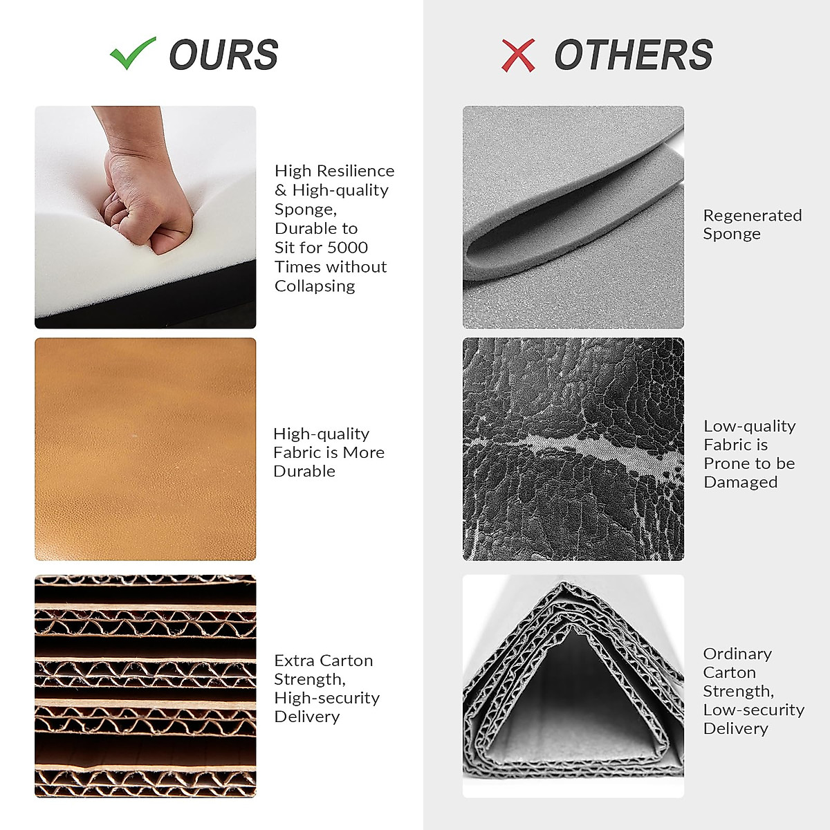 HULALA HOME Tufted Genuine Leather Sofa Couch 2-Seater Chesterfield Sectional Sofa for Living Room, Camel