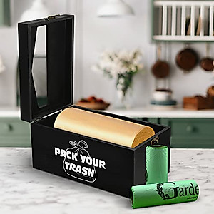 Trash Bag Dispenser Wall Mounted, Wooden Trash Bag Holder, Garbage Bag Dispenser Roll Holder Farmhouse Plastic Bag Roll Holder, Kitchen Trash Can Liner Organizer for Kitchen, Pantry