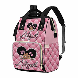 M YESCUSTOM Custom Pink Diaper Bag Backpack with Name Personalized Mommy Backpack for Women Travel Gift for Wife