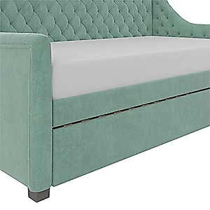 Little Seeds Ambrosia Diamond Tufted Upholstered Design Daybed and Trundle Set, Twin Size Frame, Teal