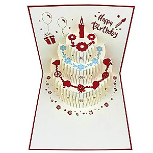 Akeydeco 3D Pop Up Birthday Cards,Birthday Pop Up Greeting Cards Laser Cut Happy Birthday Cards Including Envelopes Best for Mom,Wife,Sister, Boy,Girl,Friends 1 Pack