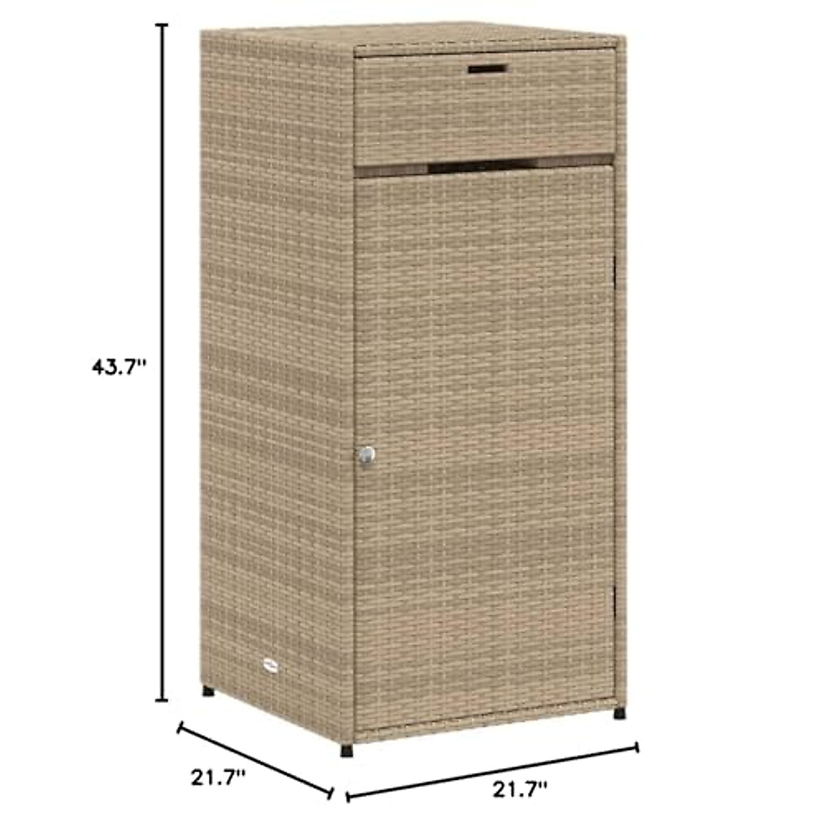 loibinfen Wicker Patio Garden Storage Cabinet, Outdoor Towel Rack & Pool Cabinet, Freestanding PE Rattan Wicker Storage Cabinet, Beige 21.7"x21.7"x43.7" Poly Rattan, -346