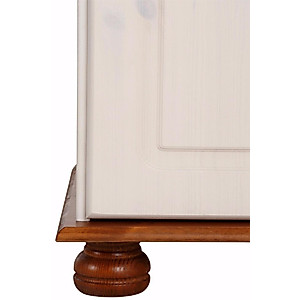 REALROOMS Chester Solid Wood Storage Desk with Bottom Closed Storage Cabinet, White and Honey