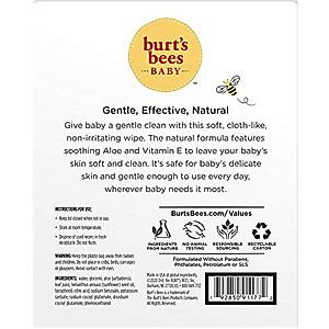 Burt's Bees Baby Wipes, Unscented Towelettes for Sensitive Skin, Hypoallergenic & Non-Irritating, All Natural with Soothing Aloe & Vitamin E, Fragrance Free, 72 count ( Pack of 10)