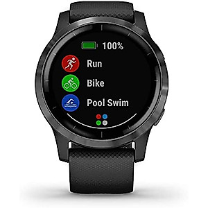 Garmin vívoactive 4, GPS Smartwatch, Features Music, Body Energy Monitoring, Animated Workouts and More, Black, with Kwalicable Cleaning Cloth