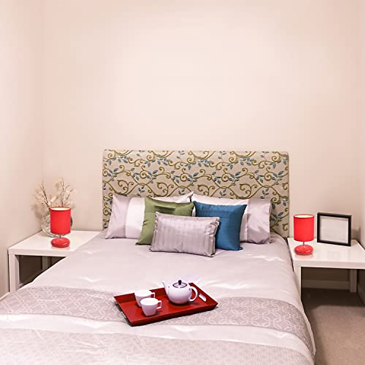 Simple Designs LT2005-RED-2PK Stonies Small Stone Look Lamp 2 Pack Set, Red