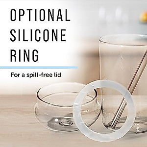 Maplefield Glass Tumbler with Dome Lid for Frappes, Smoothies & Iced Coffee - Dishwasher Safe Glass Tumbler with Straw - Spill-Resistant Iced Coffee Tumbler - Iced Coffee Cup - 16oz [Clear]