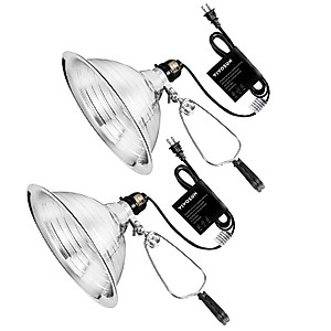 VIVOSUN Clamp Lamp Light with Detachable 8.5 Inch Aluminum Reflector up to 150 Watt E26 Socket (No Bulb Included), 6 Feet Cord, UL Listed, Pack of 2