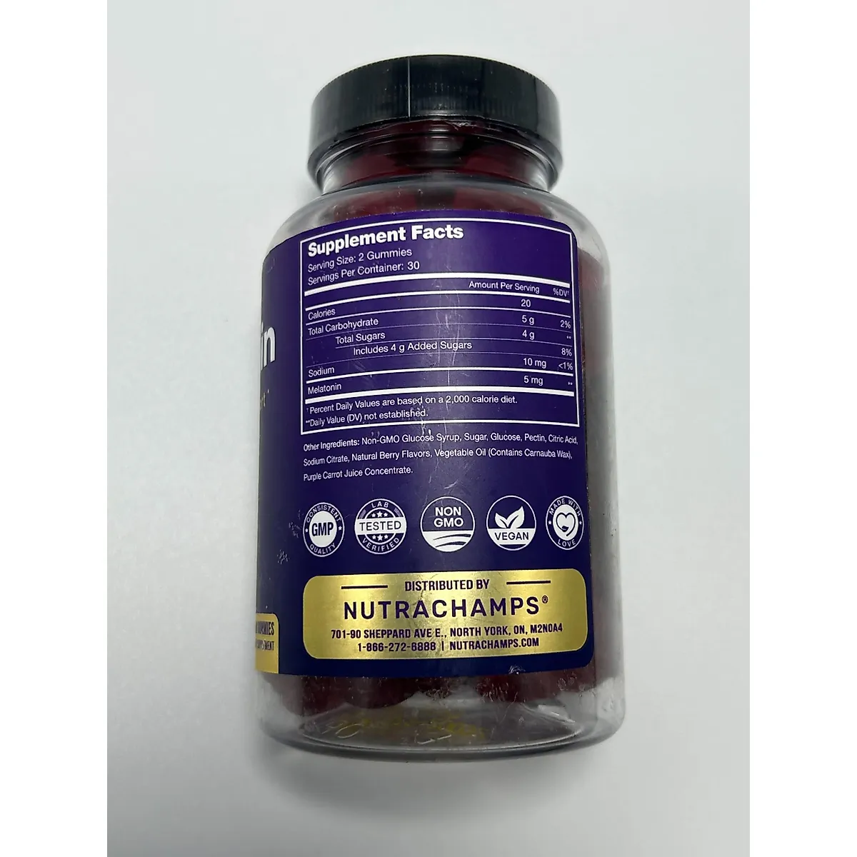 NutraChamps (Pack of 2 Melatonin Gummies for Adults, Extra Strength Sleep Aid Vitamins, 5mg or 10mg Dose, Vegan Natural Strawberry Flavor Supplement for Better Sleep, 120 Gummies