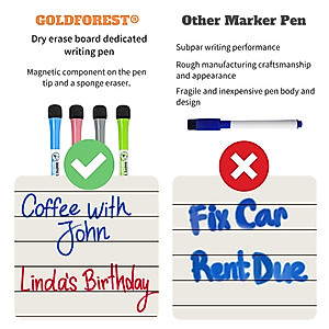 GOLDFOREST® 2024 Fridge Calendar Refrigerator Magnetic Dry Erase Board,17x12" Monthly and Weekly Whiteboard, Daily Organizer Planner/Grocery List, 4 Fine Tips Markers and Free Eraser, New Year Gift