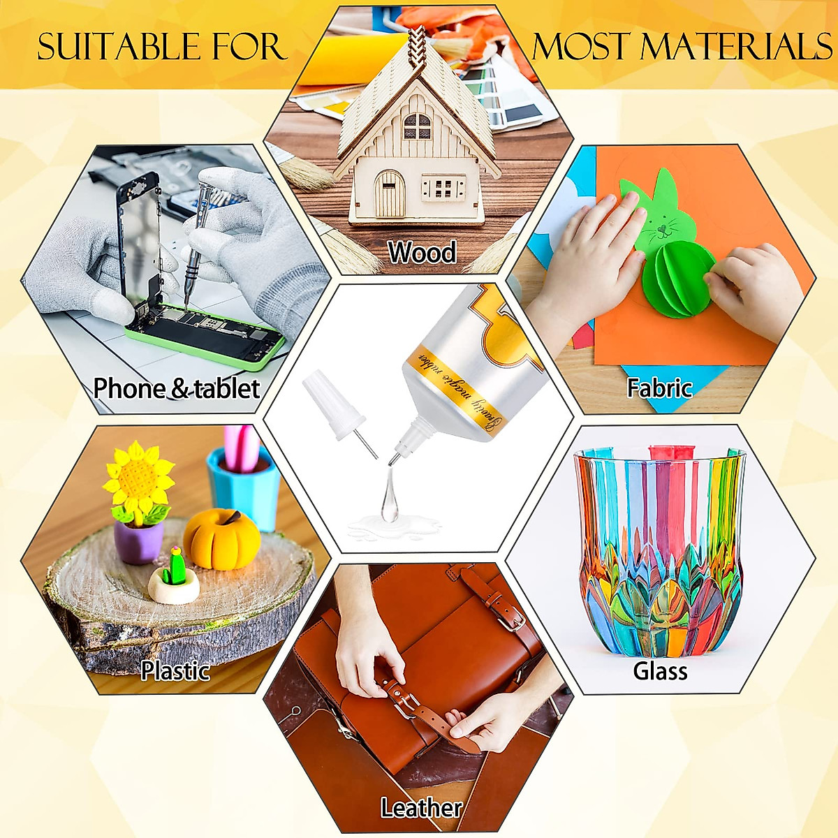 B7000 Rhinestone Glue Clear, B-7000 Glue 3.7 fl oz Upgrade Multi-Function Adhesive Super Glue with Cap & Precision Tip for Jewelry Repair, Small Hobby Models, Metal Stone Crafts, Fabric, Shoes(110ML)