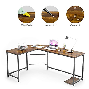 Weehom Reversible L Shaped Computer Desk, Large Corner Computer Gaming Desks for Home Office, Sturdy PC Laptop Workstation Wooden Table with Lots of Leg Room and Surface Top Space