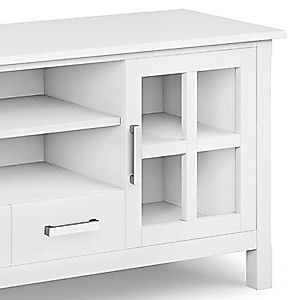 SIMPLIHOME Kitchener SOLID WOOD 60 Inch Wide Contemporary TV Media Stand in White for TVs up to 65 Inches, For the Living Room and Entertainment Center