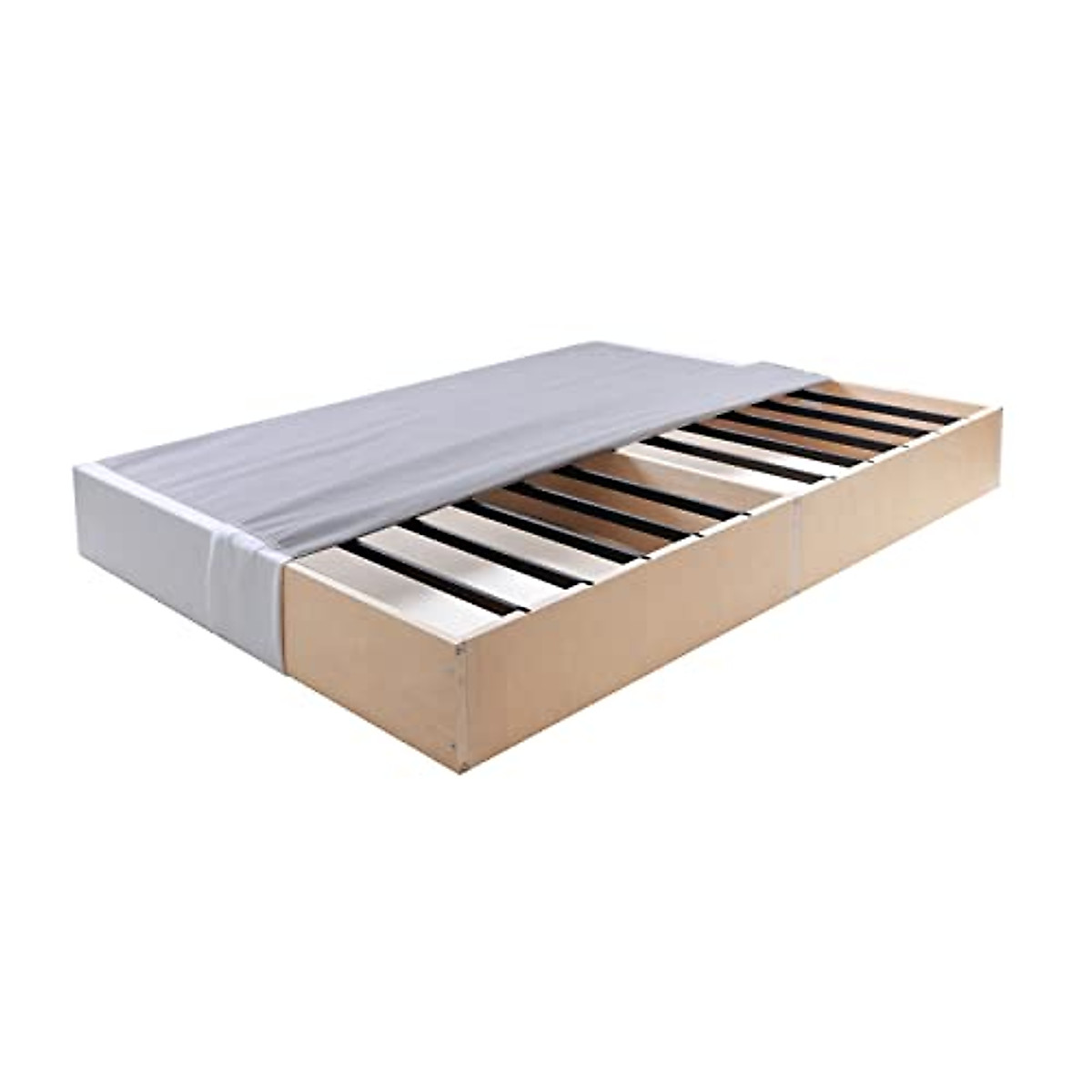 Panana 5 Inch Metal Box Spring Bed Base/Heavy Duty Steel with Fabric Cover/Mattress Foundation/Wooden Frame Easy Assembly,Twin,White