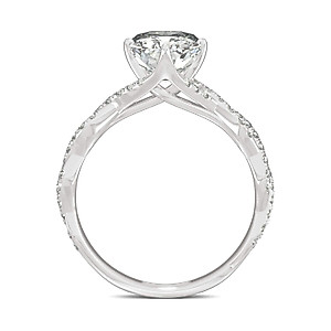 Charles & Colvard Created Moissanite 9x7mm Radiant Cut Statement Ring for Women | 3.1 cttw DEW | Lab Grown | Solid 14K White Gold with Rhodium | Size 7