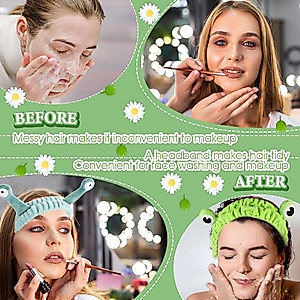 WLLHYF 3 Pack Spa Headband Face Wash Hairband Facial Makeup Head Wraps Cartoon Elastic Head Band Cute Frog Snail Crab Shower Headband Creative Hair Accessories for Beauty Skincare Sports
