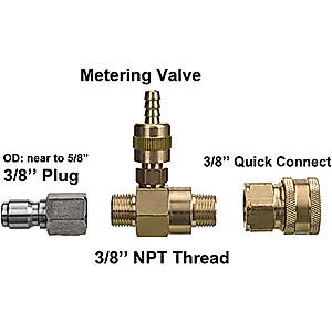 M MINGLE Adjustable Chemical Injector Kit for Pressure Washer, Soap Injector, 3/8 Inch Quick Connector